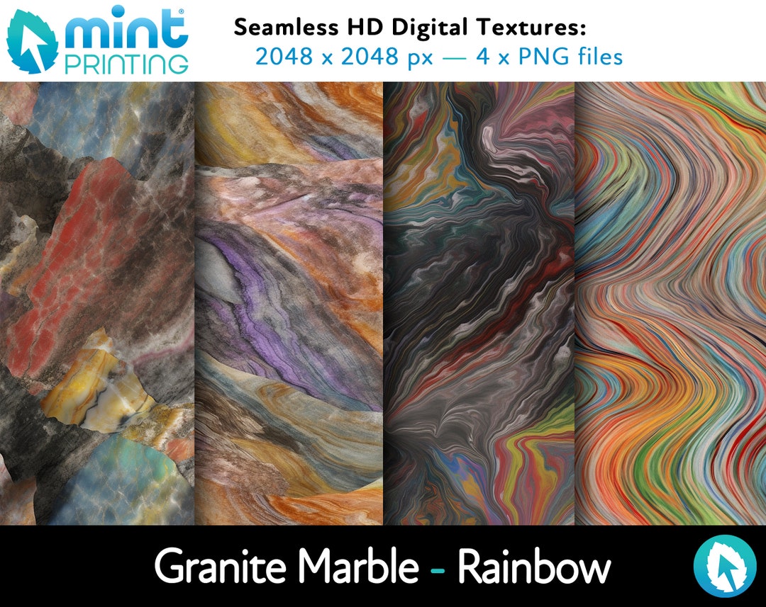 Granite Marble - Seamless HD Texture Tiles - Rainbow - Etsy