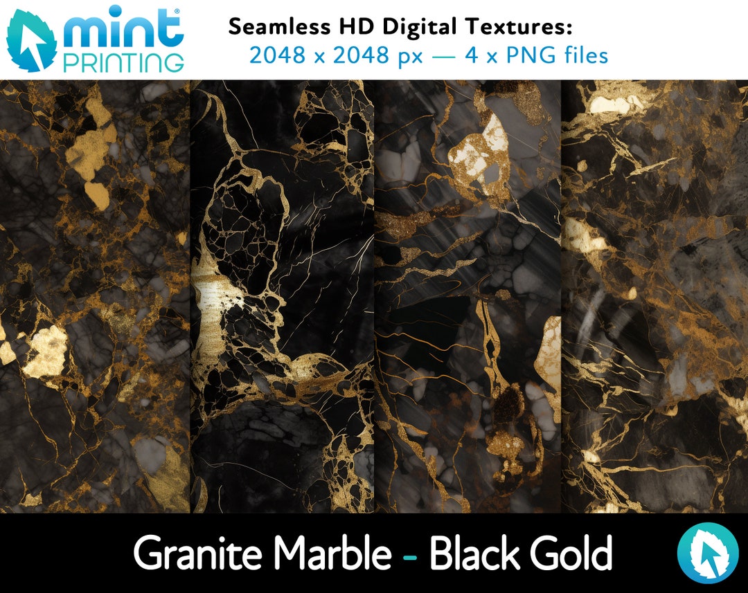 Granite Marble - Seamless HD Texture Tiles - Black Gold - Etsy