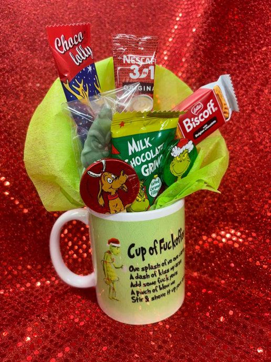 Personalised Rude Grinch Mug: Filled With Sweets and Chocolates ...