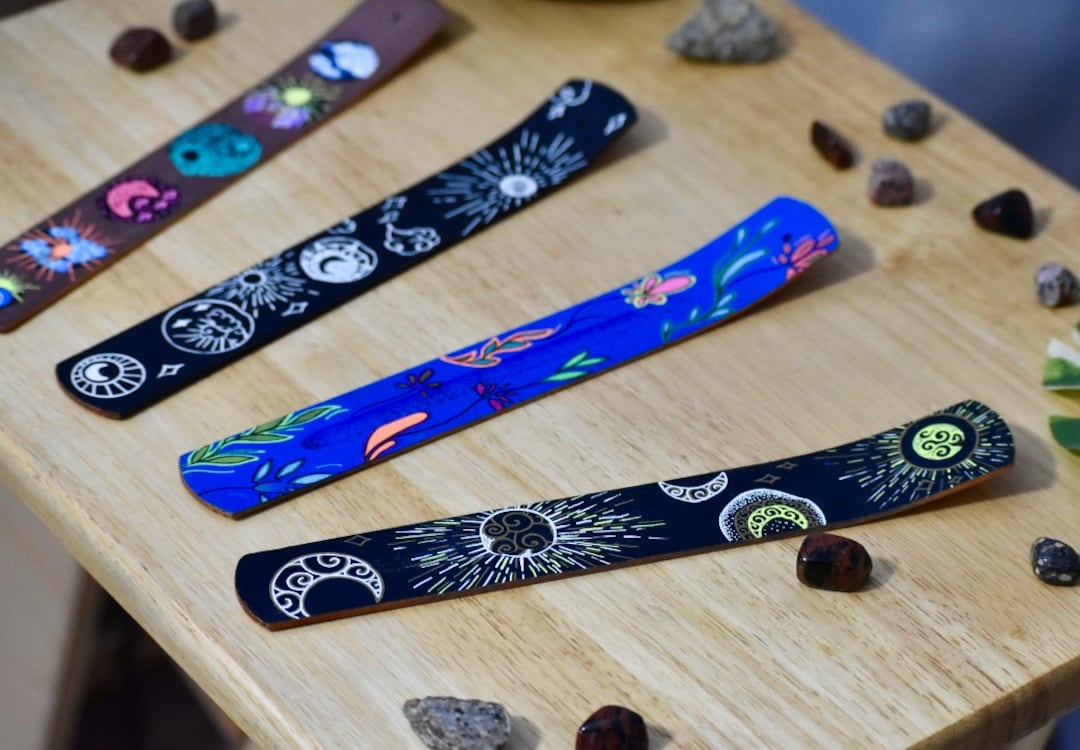 Painted Incense Stick Holder- Boho, Home Decor, Wood Art - Etsy