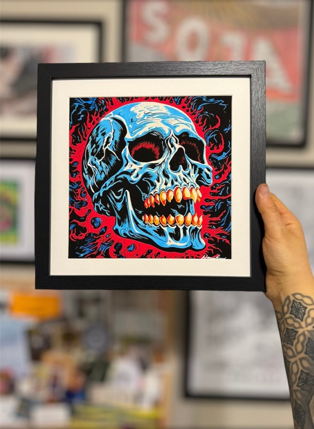 Original Artwork "delirium" Skull Drawing, Framed & Matted - Etsy