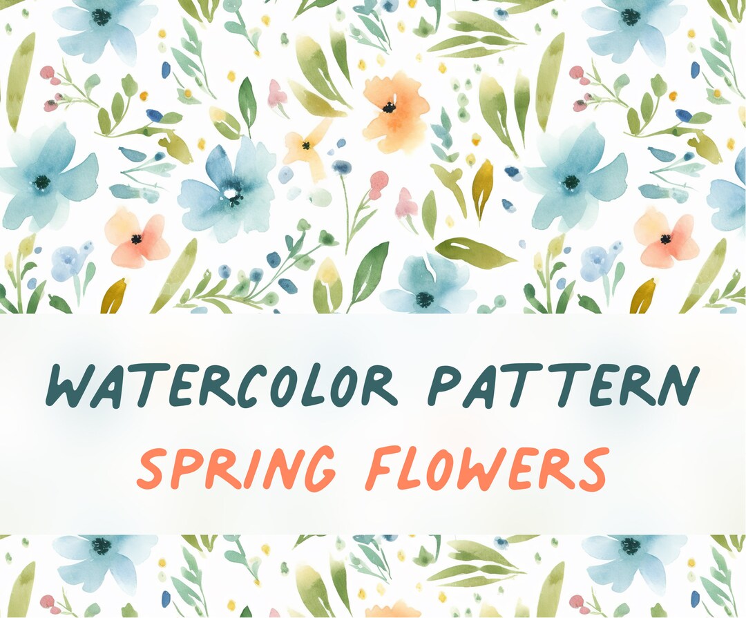 Watercolor Spring Floral Seamless Pattern. Repeat Flowers Pattern ...