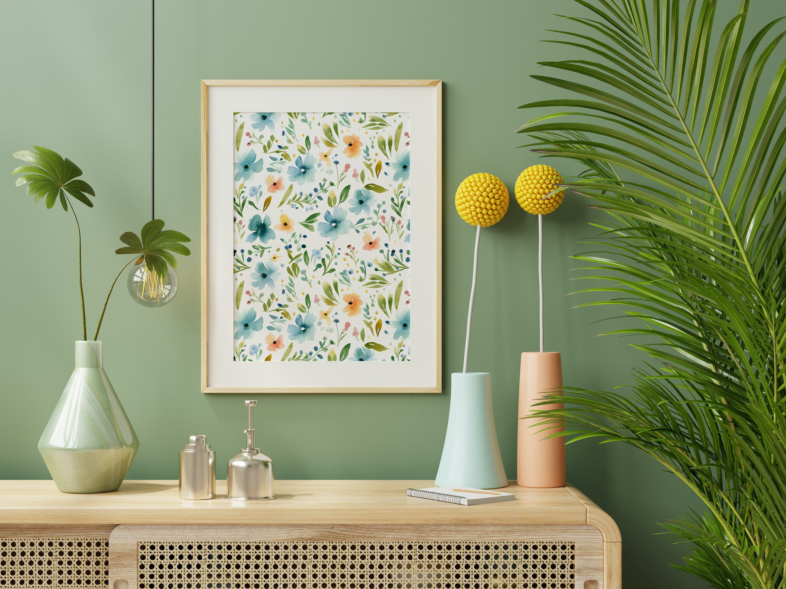 Watercolor Spring Floral Seamless Pattern. Repeat Flowers Pattern ...