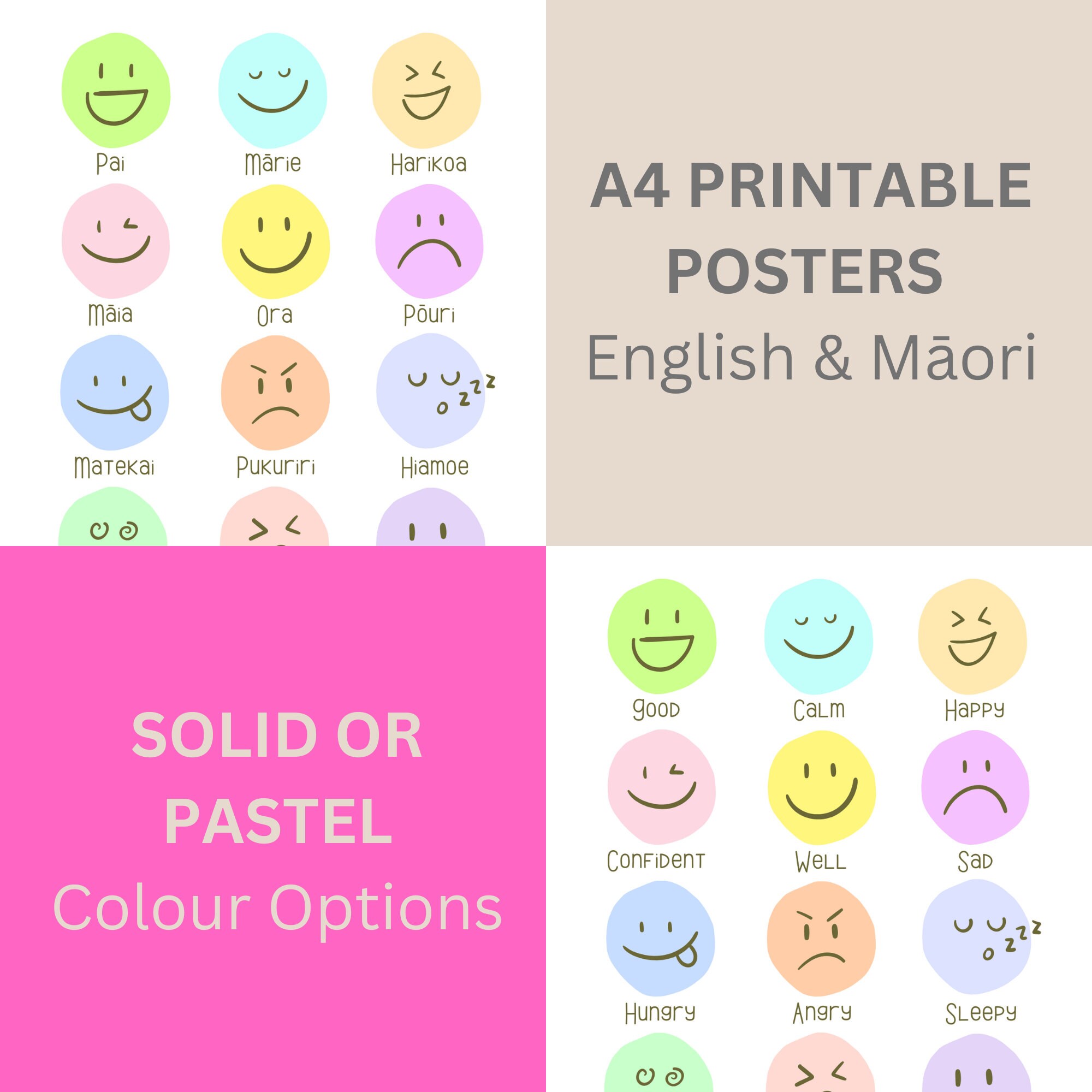 Emotions & Feelings Flashcards and Posters | Māori and English Fun ...