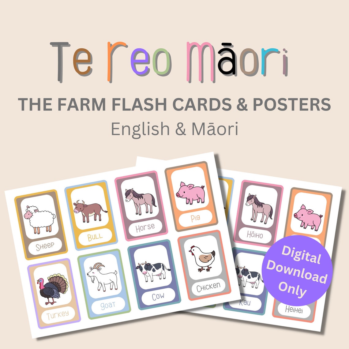 Learning Te Reo Māori With Flashcards and Posters - the Farm | English ...
