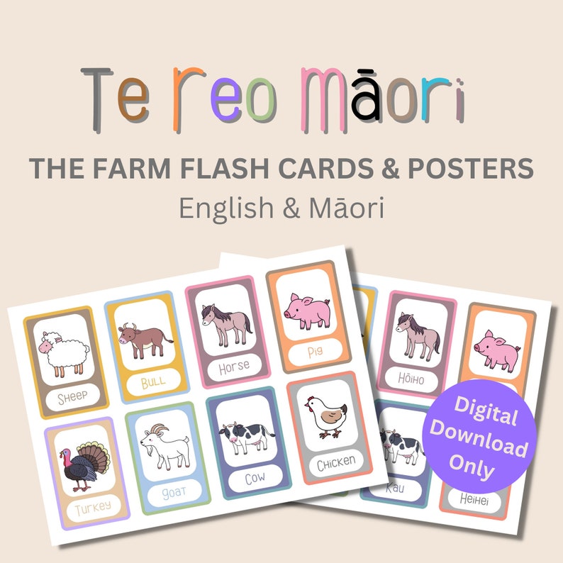 Learning Te Reo Māori With Flashcards and Posters - the Farm | English ...