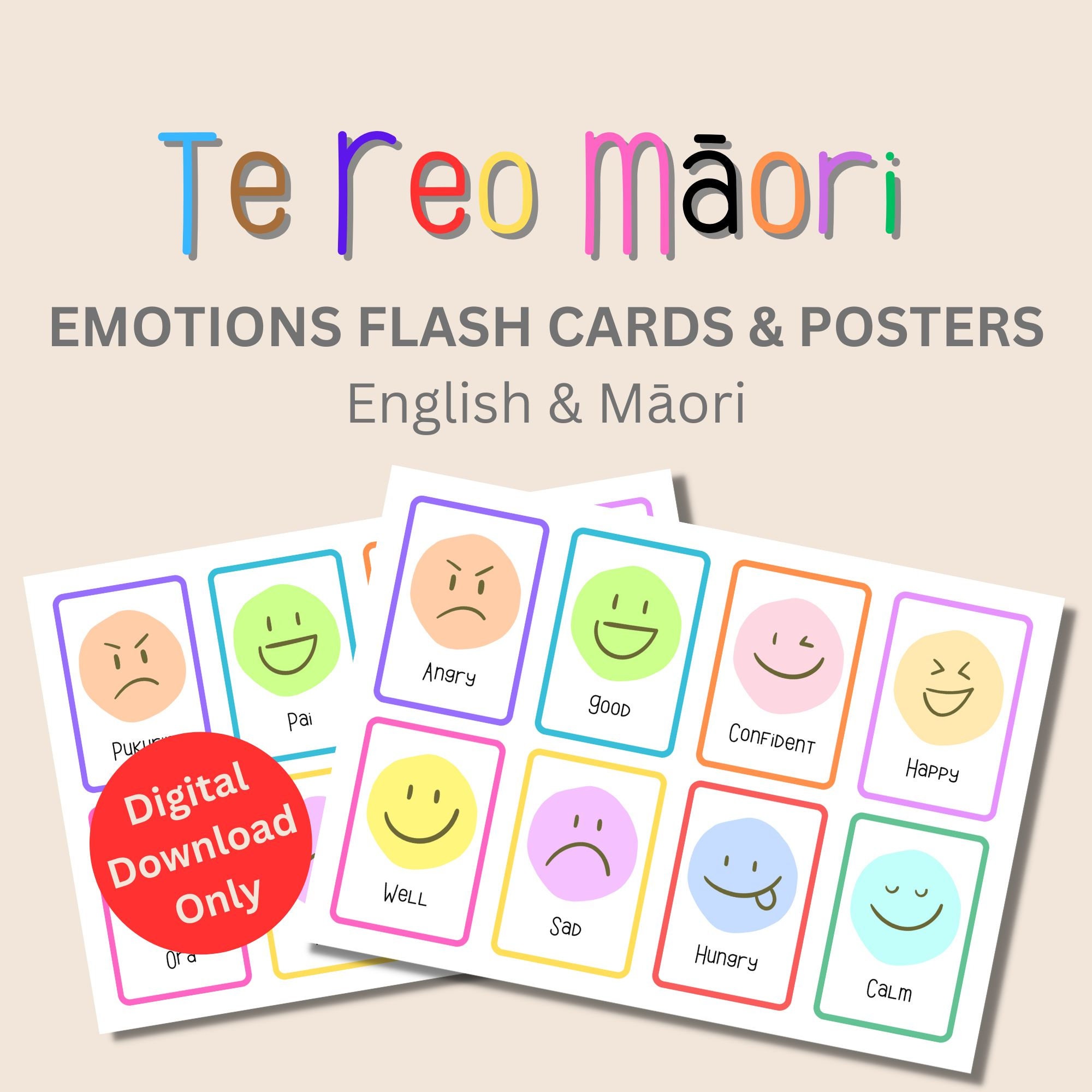 Emotions & Feelings Flashcards and Posters | Māori and English Fun ...