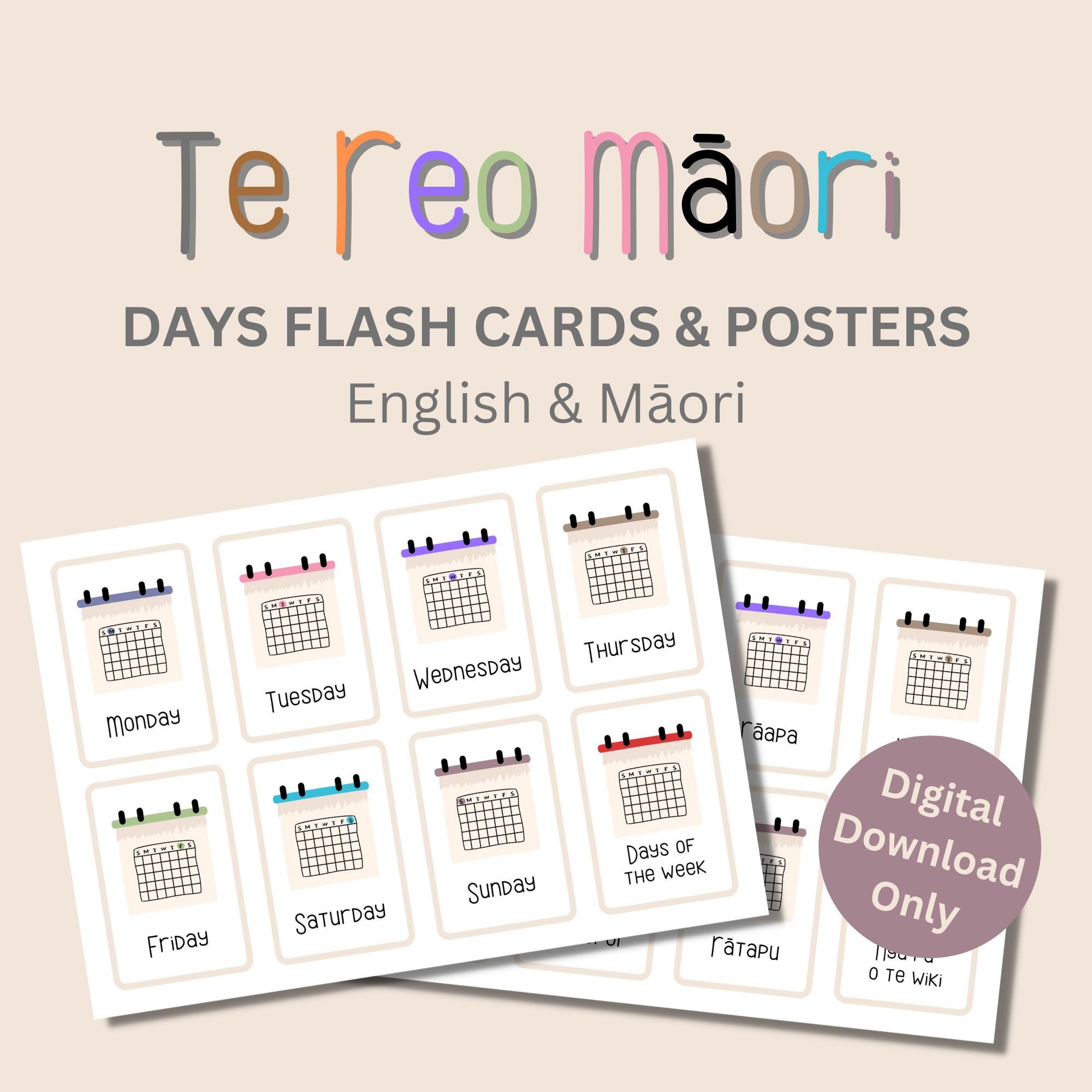 Te Reo Māori Days of the Week Flashcards & Posters | English and Māori ...