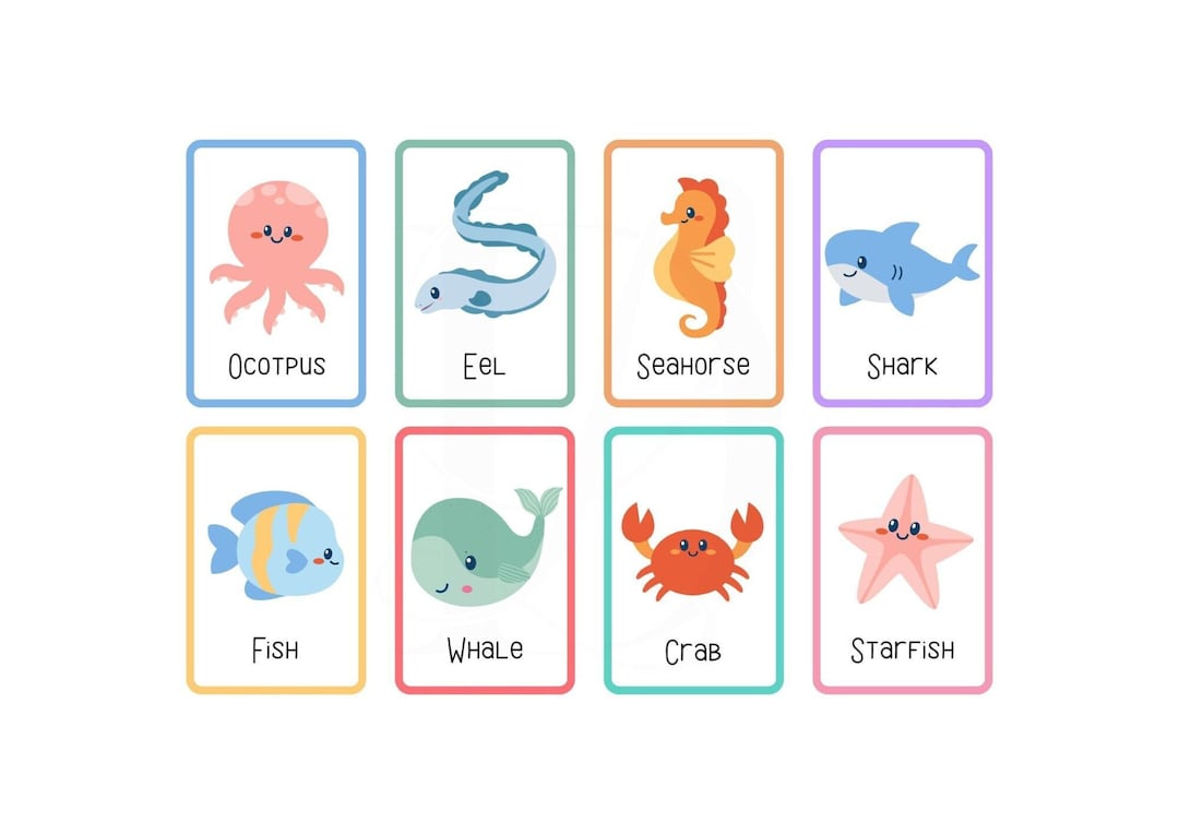Under the Sea Flashcards | Cute Sea Animals Colourful Educational ...