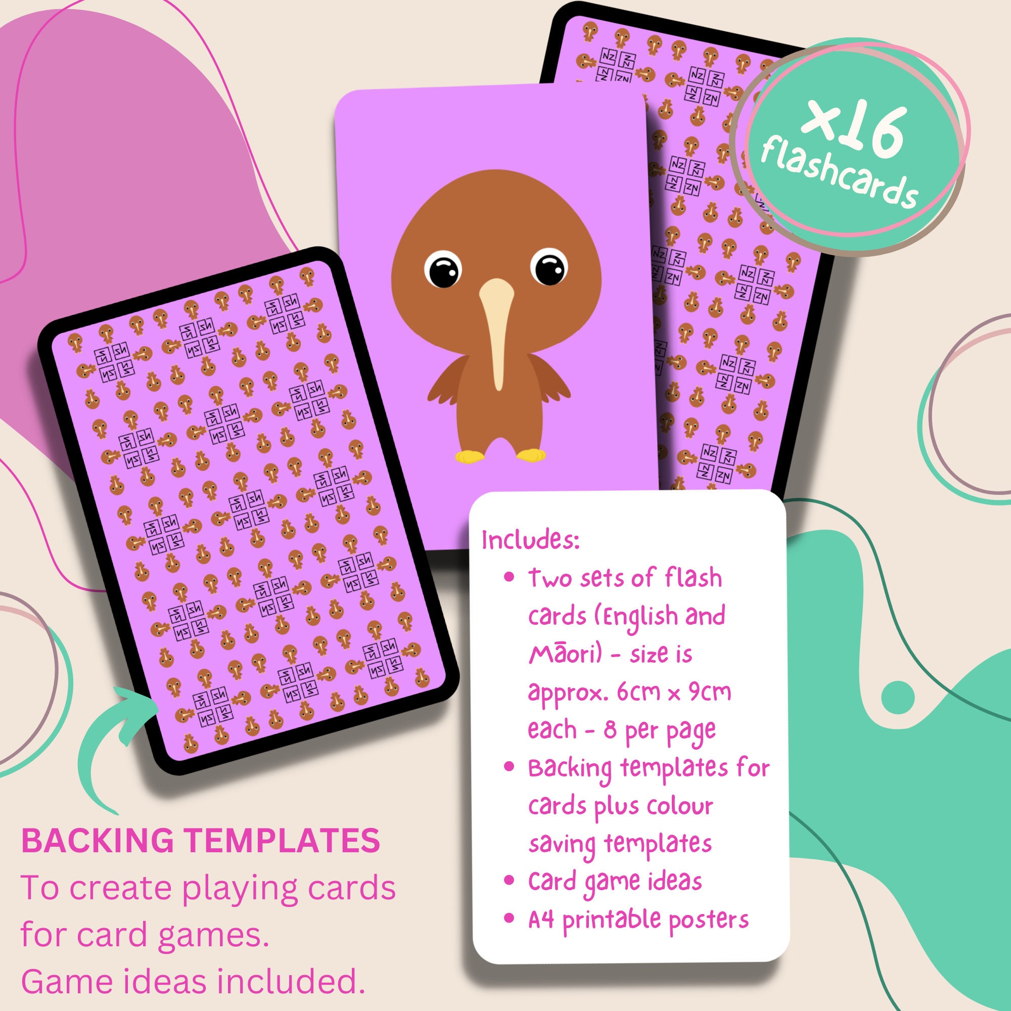 Colourful Shapes Flashcards | Learning Te Reo Māori - Etsy