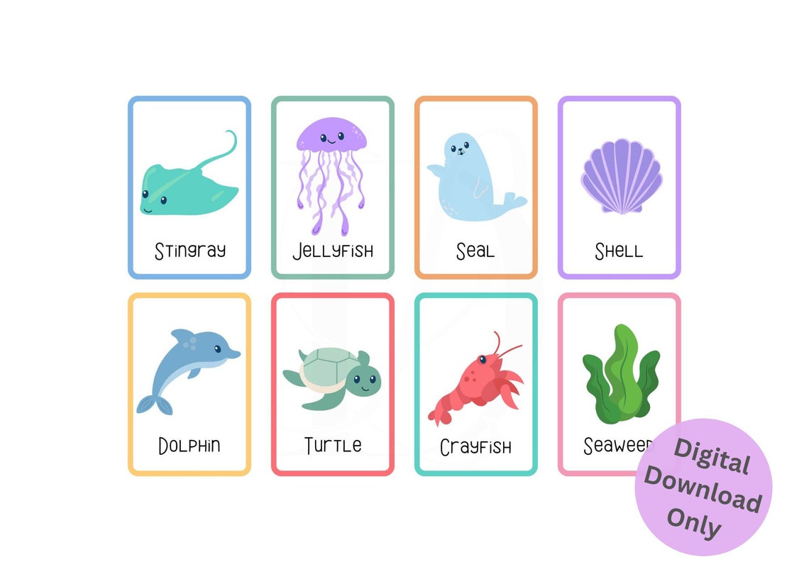 Under the Sea Flashcards | Cute Sea Animals Colourful Educational ...