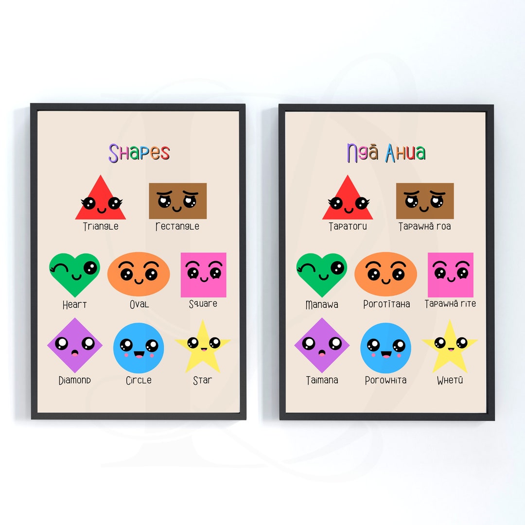 Colourful Shapes Flashcards | Learning Te Reo Māori - Etsy