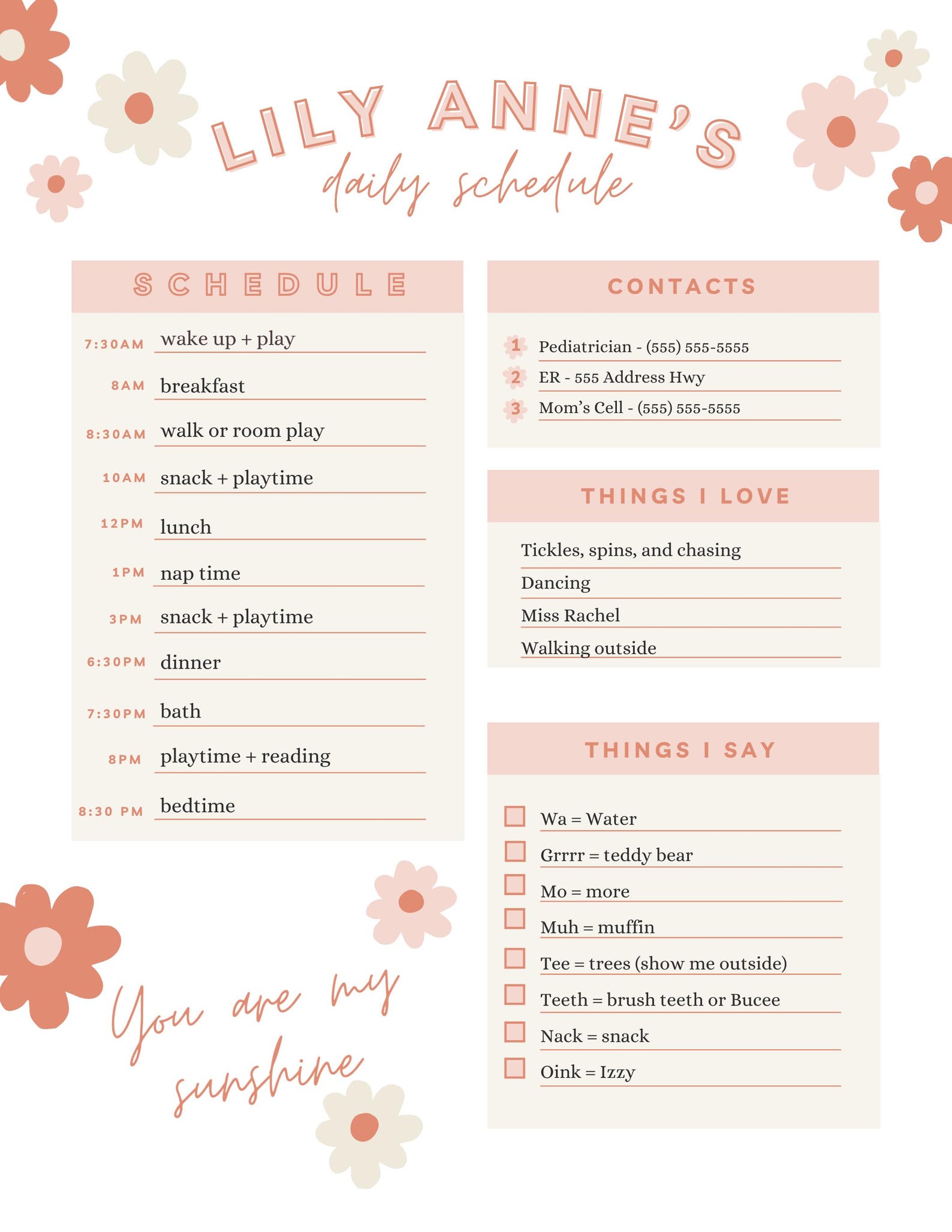 Kids + Toddlers Daily Schedule and Routine Editable Printable Template ...