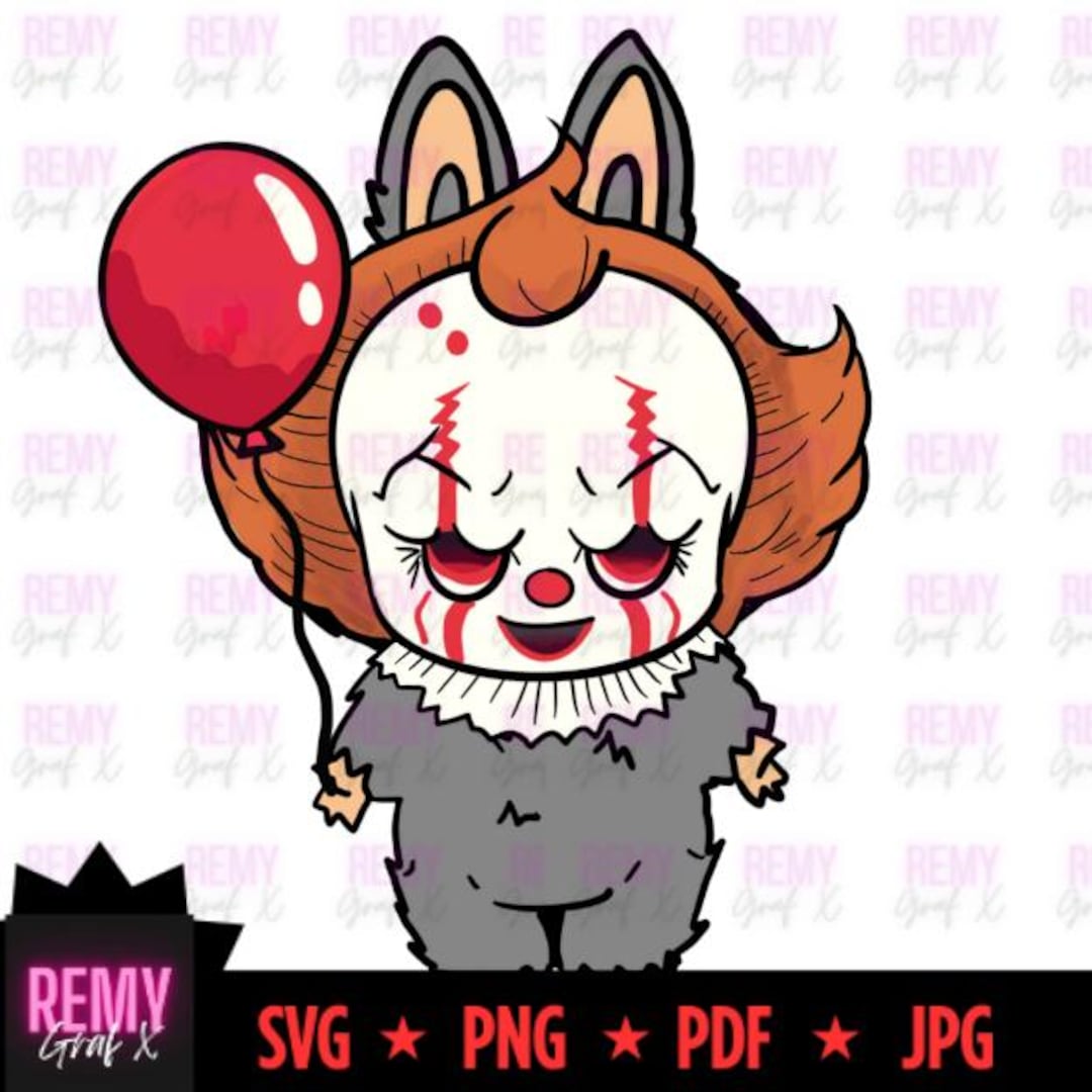 Pennywise Labubu Clipart | Cute Creepy Clown Svg PNG JPEG PDF | Digital ...