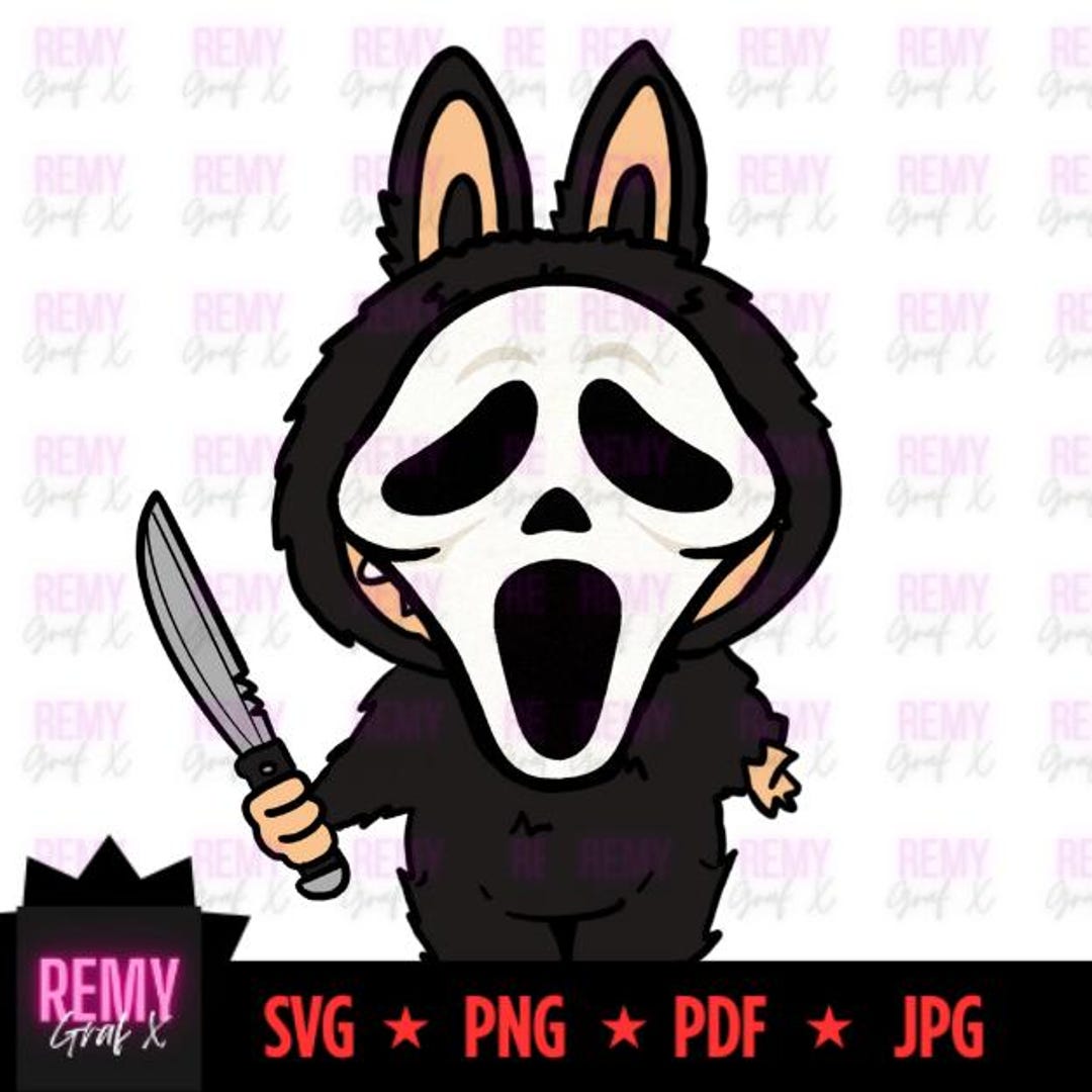 Ghostface Labubu Clipart | Cute Scream Bunny Svg PNG JPEG PDF | Digital ...