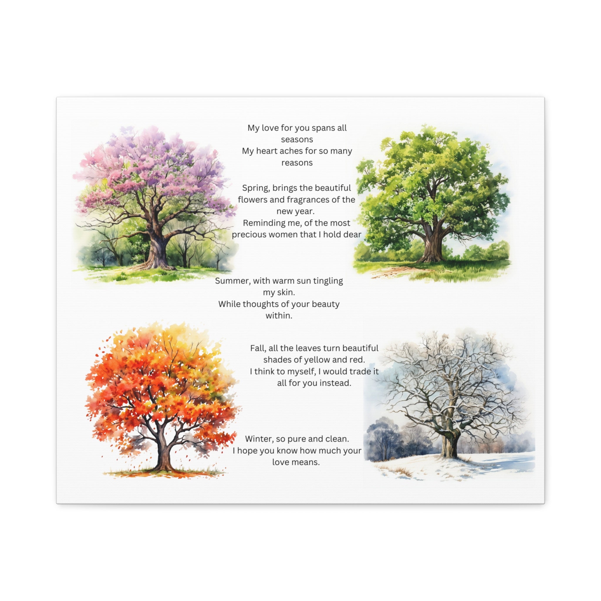 My Love Spans All Seasons,love Poem, Tree Design, Four Seasons,poem on ...