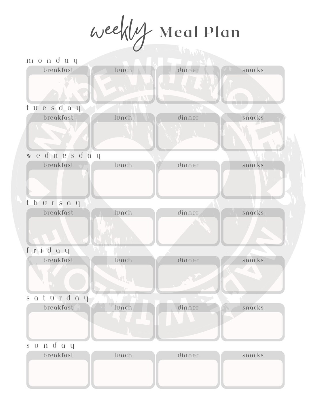 Weekly Meal Planner for Busy Moms - Etsy