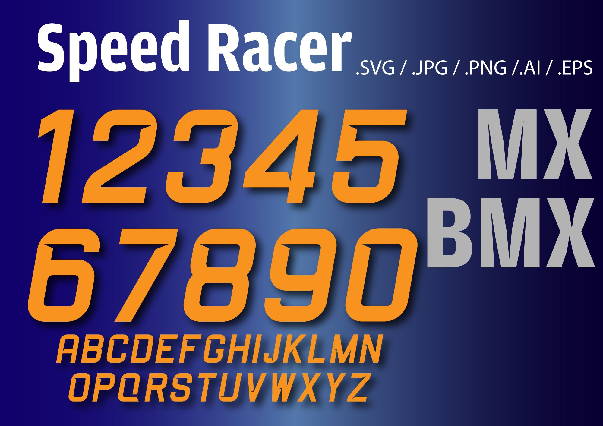 MX BMX Font Speed Racer - Svg Cut File, DXF, Png, Eps, Ai, Jpg - Cricut ...