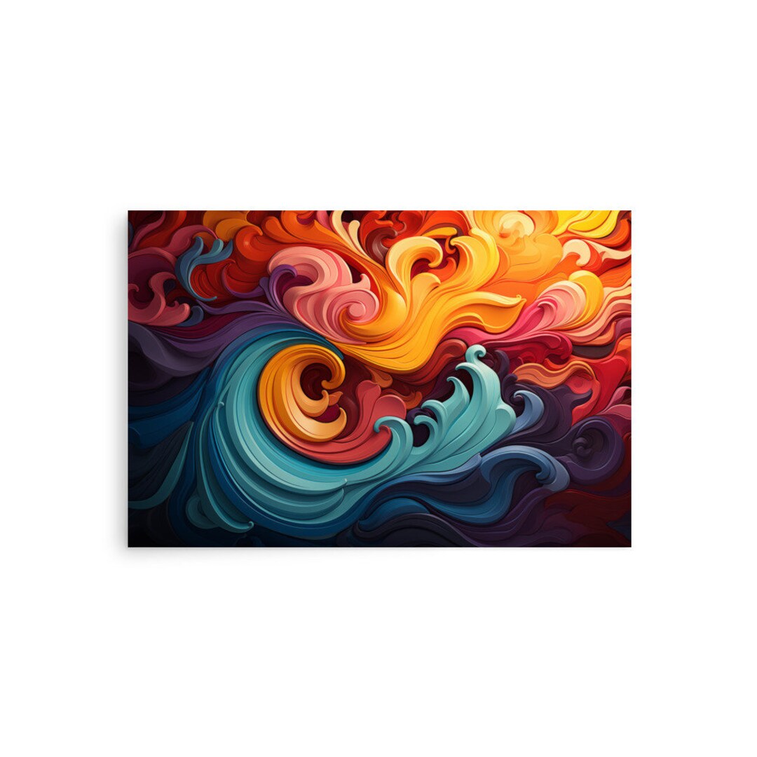 1960s Retro Psychedelic Swirl Art Print Colorful Abstract Wall Poster ...