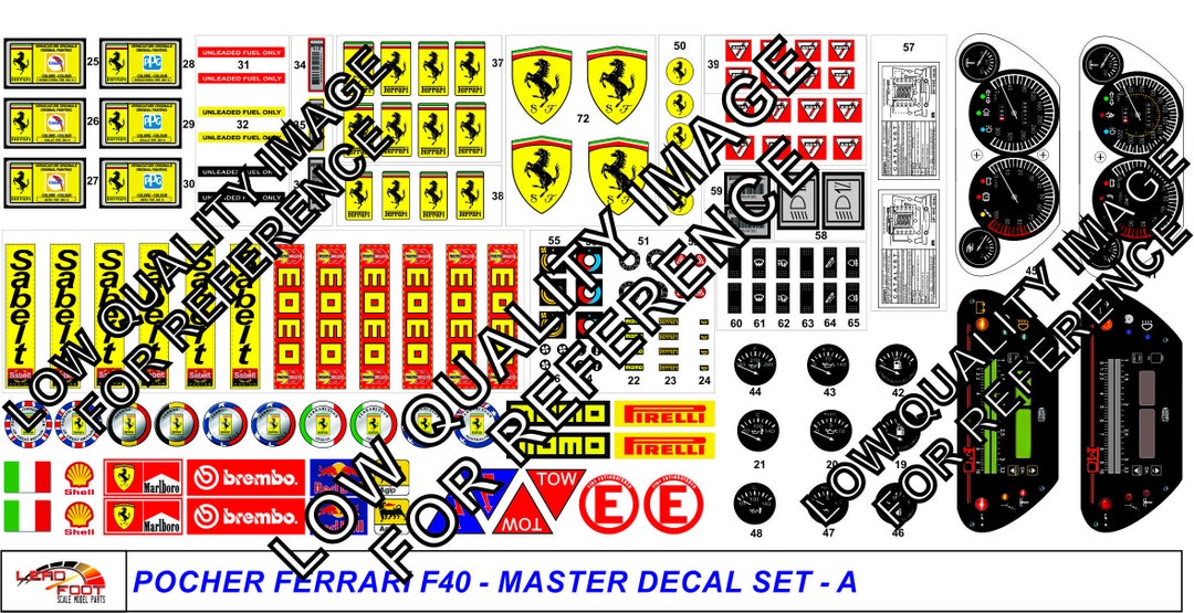 1/8 Pocher Ferrari F40 - Decal Upgrade Kit - Etsy