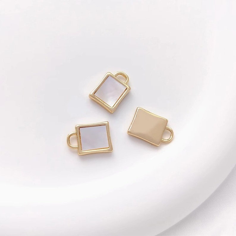 Natural Mother Shell Pendant,nacre Charm, 14K Genuine Gold Edging, Love ...