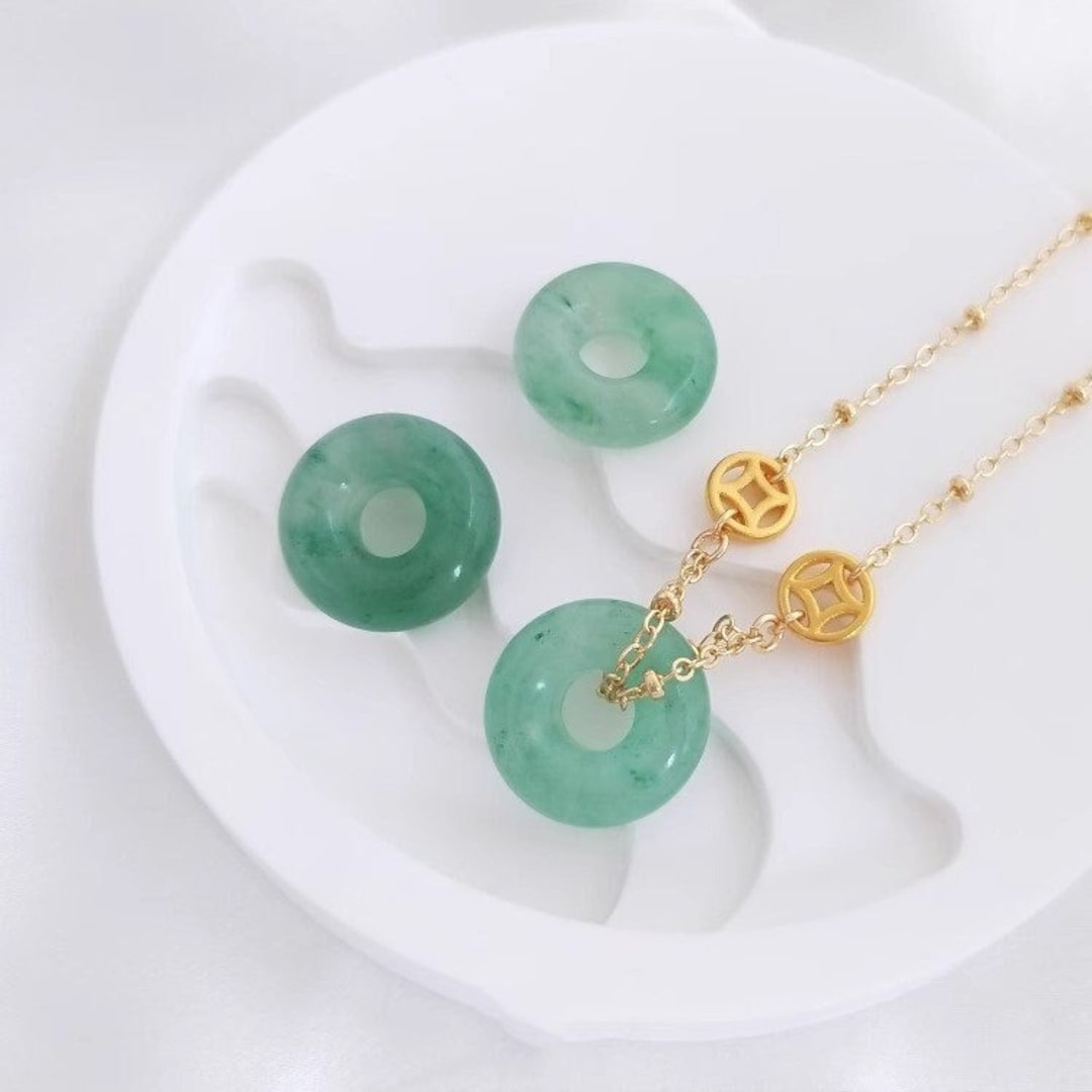 Natural Light Green Jade Circle Charm, Lucky Jade Circle Pendant ...