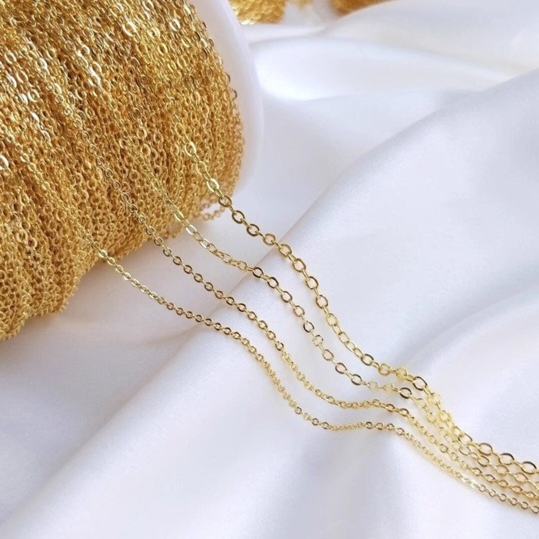 1M or Longer Thin Circle Chain, 18k Gold Plated Extension Chain for ...