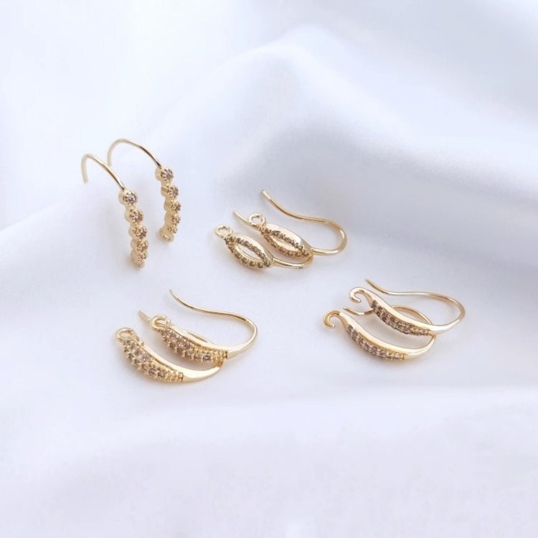 Plating Genuine Gold Ear Hook, Inlaid Zirconia CZ Earrings, Earring ...