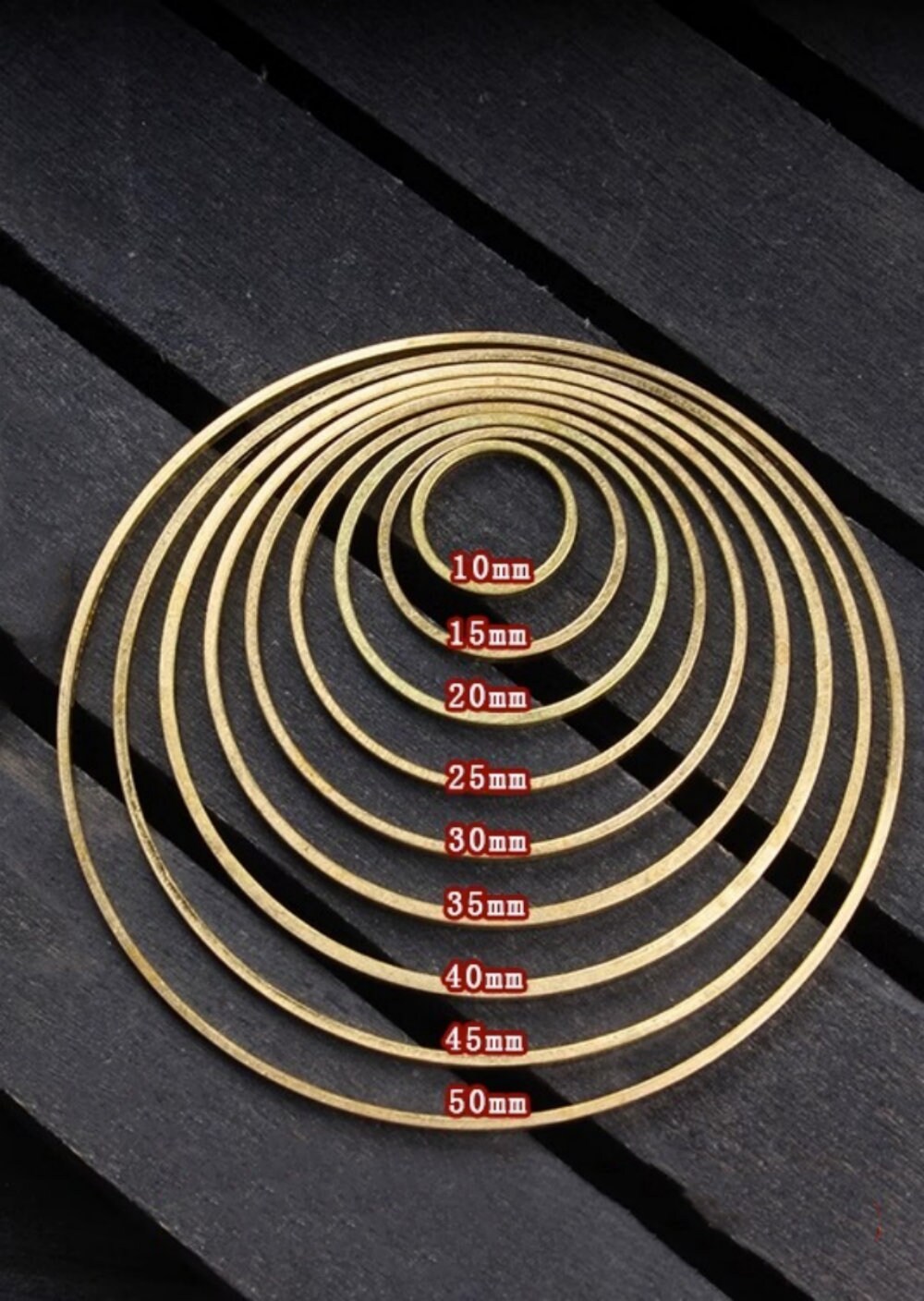 50pcs Brass Circle Charm Pendant, 10-70mm Rectangular Brass Earring ...