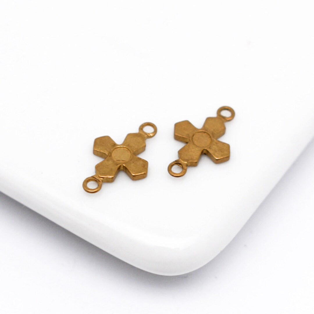 30pcs+raw Brass Symbols, Double Hanging Connection Pendant, Cross ...