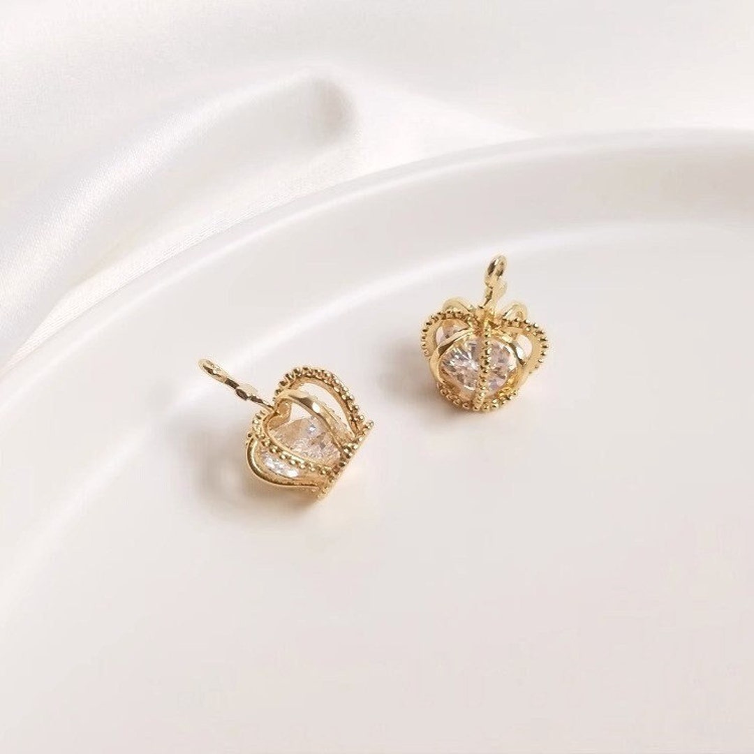 10pcs3d Queen's Crown Charms, Rotating Gem Crown Necklace Pendants ...