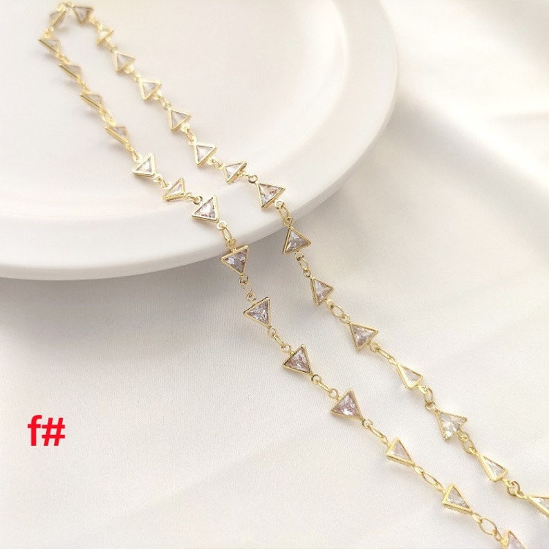 14K Zircon Chain: Geometric Charms, DIY Jewelry - 50cm-lt3877 - Etsy UK