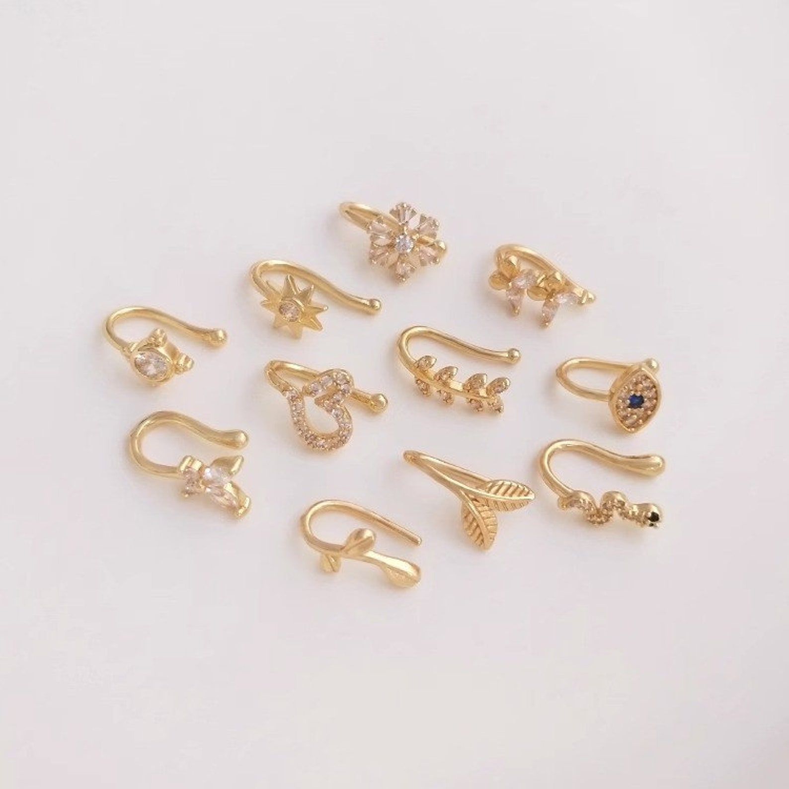 4PCS+14K Gold Plated, Nose Clip Without Punching Nose Nail, Multi ...