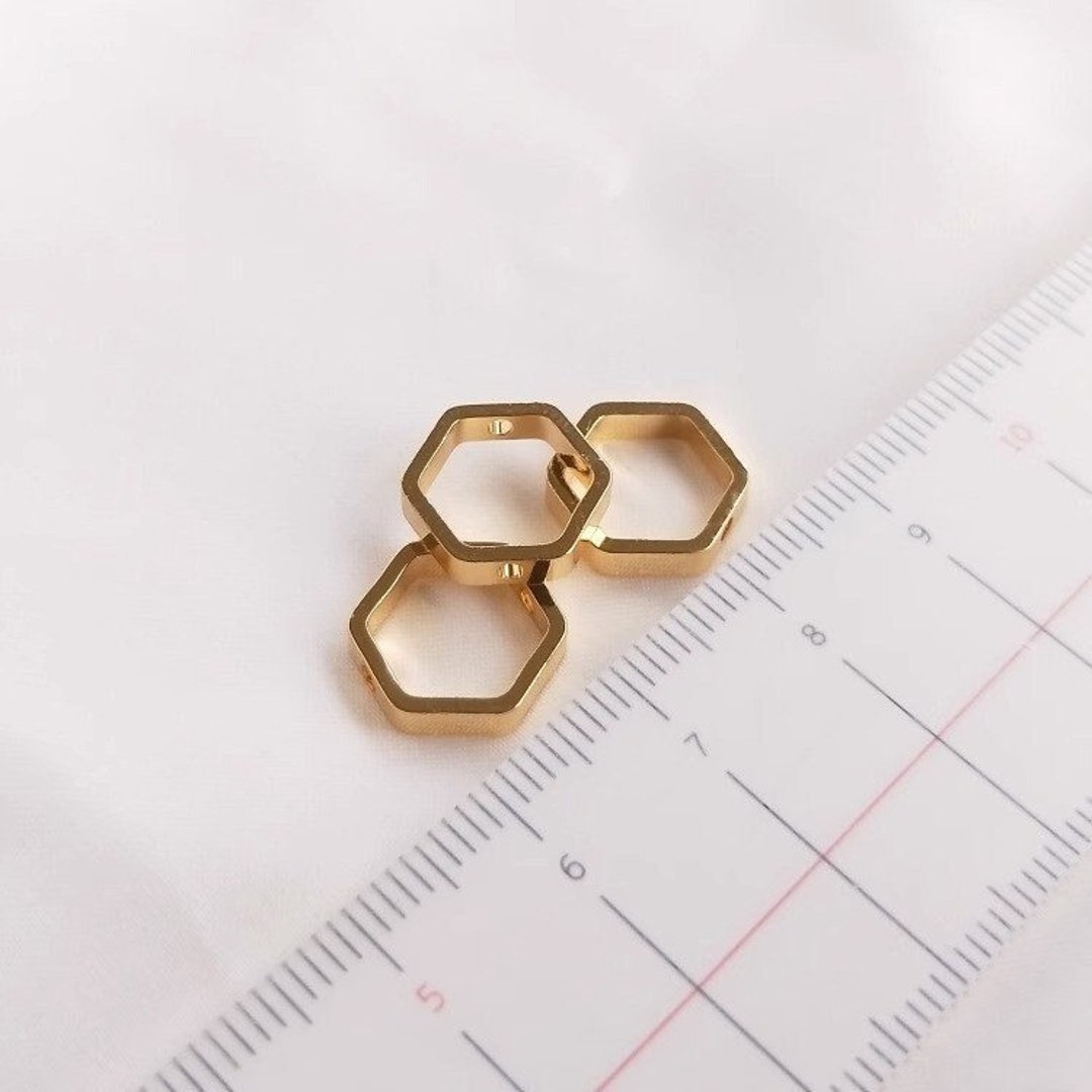 14k Gold Hexagonal Ring Connection, Jewelry Gasket, Bracelet Gasket ...