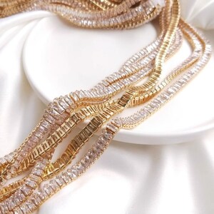 1M/50CM,14K Gold-plated Chain, Rectangular Austrian Zircon Chain ...