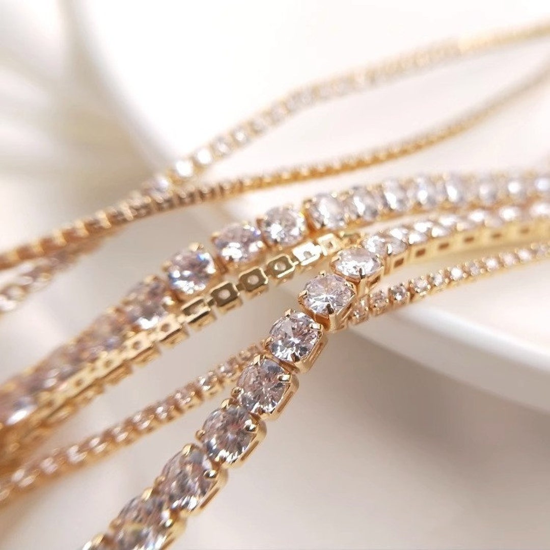 1M/0.5M,14K Gold-plated Chain, Zircon Chain, Austrian Zircon Chain ...