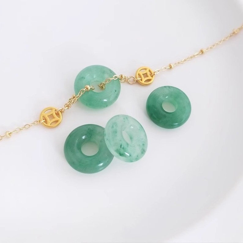 Natural Light Green Jade Circle Charm, Lucky Jade Circle Pendant ...