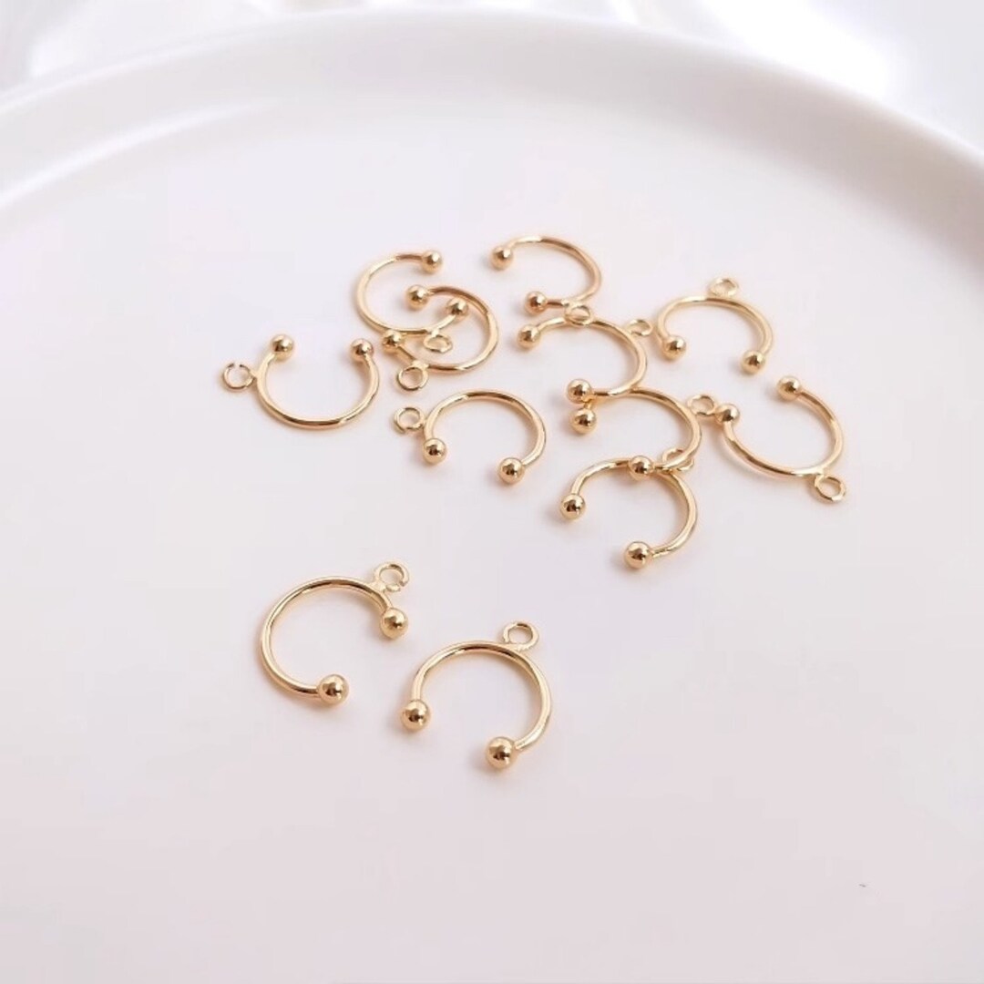 14K Gold Plated Non-perforated Ear Hook With Hanging Loop C-ear Clip ...