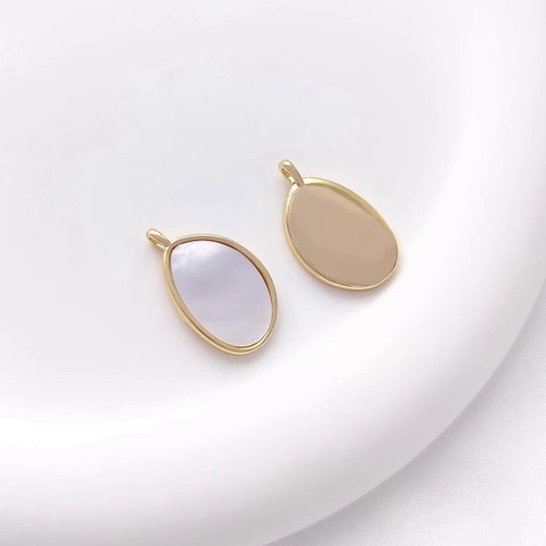 Natural Mother Shell Pendant,nacre Charm, 14K Genuine Gold Edging, Love ...