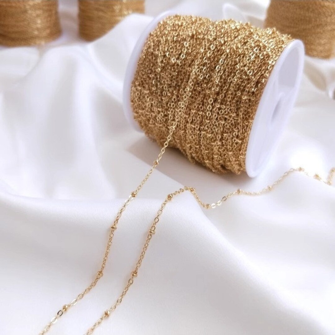 1M/0.5M,14K Gold-plated Chain, Flat O Bead Chain, Bead Chain, Semi ...