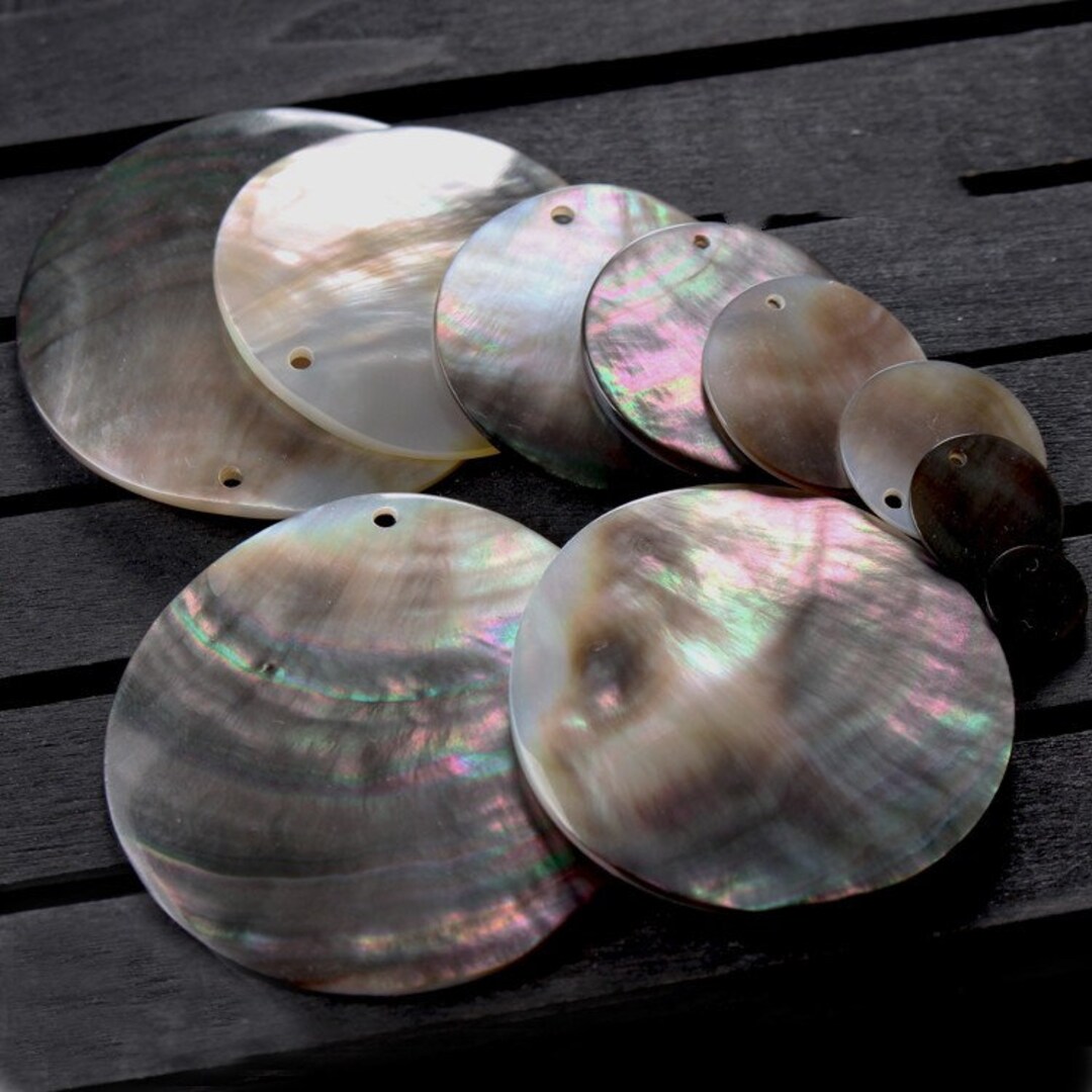 Round Shell Black Earrings Charm, Natural Color Changing Shell Round ...