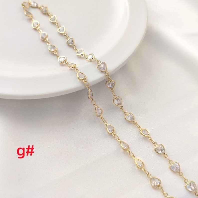 14K Zircon Chain: Geometric Charms, DIY Jewelry - 50cm-lt3877 - Etsy UK