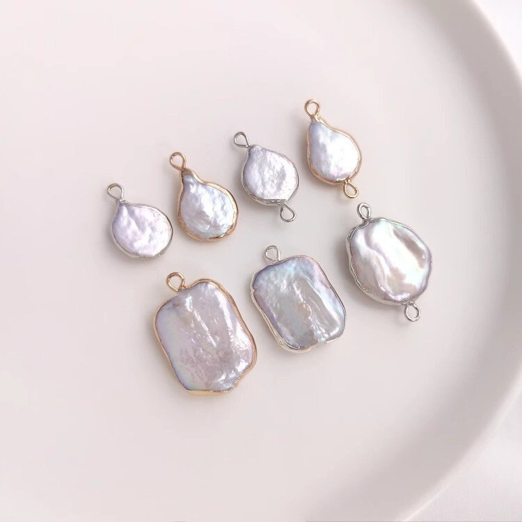 Natural Baroque Pendant,irregular Pearl Pendant,double Hole Single ...