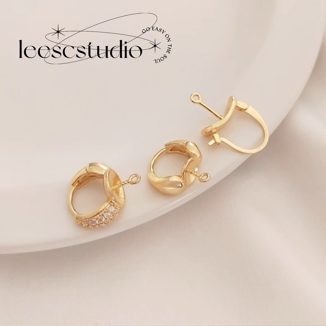 Gold-plated Circular Earring Hook With Hanging Ring,13-14mm,gold-plated ...