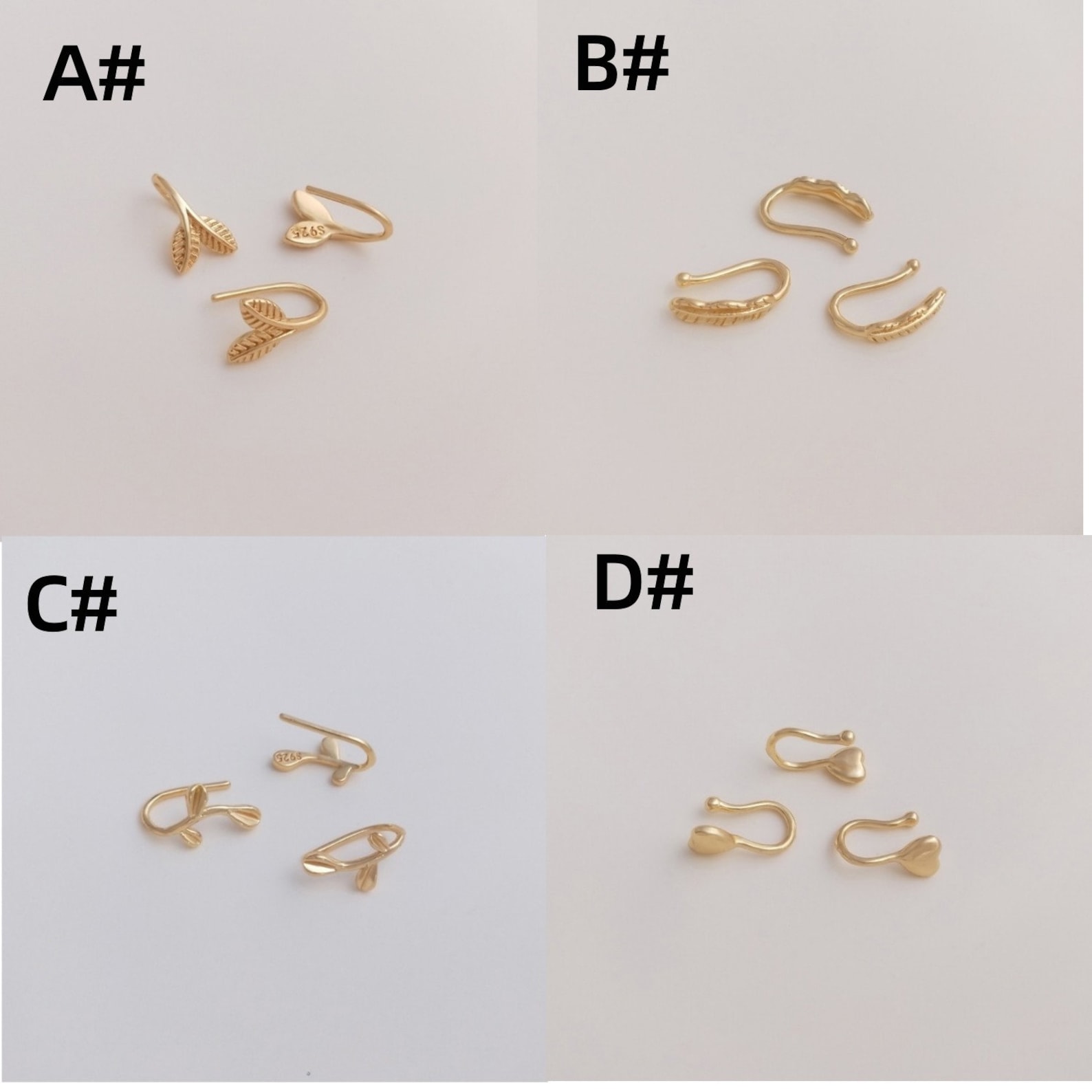 4PCS+14K Gold Plated, Nose Clip Without Punching Nose Nail, Multi ...