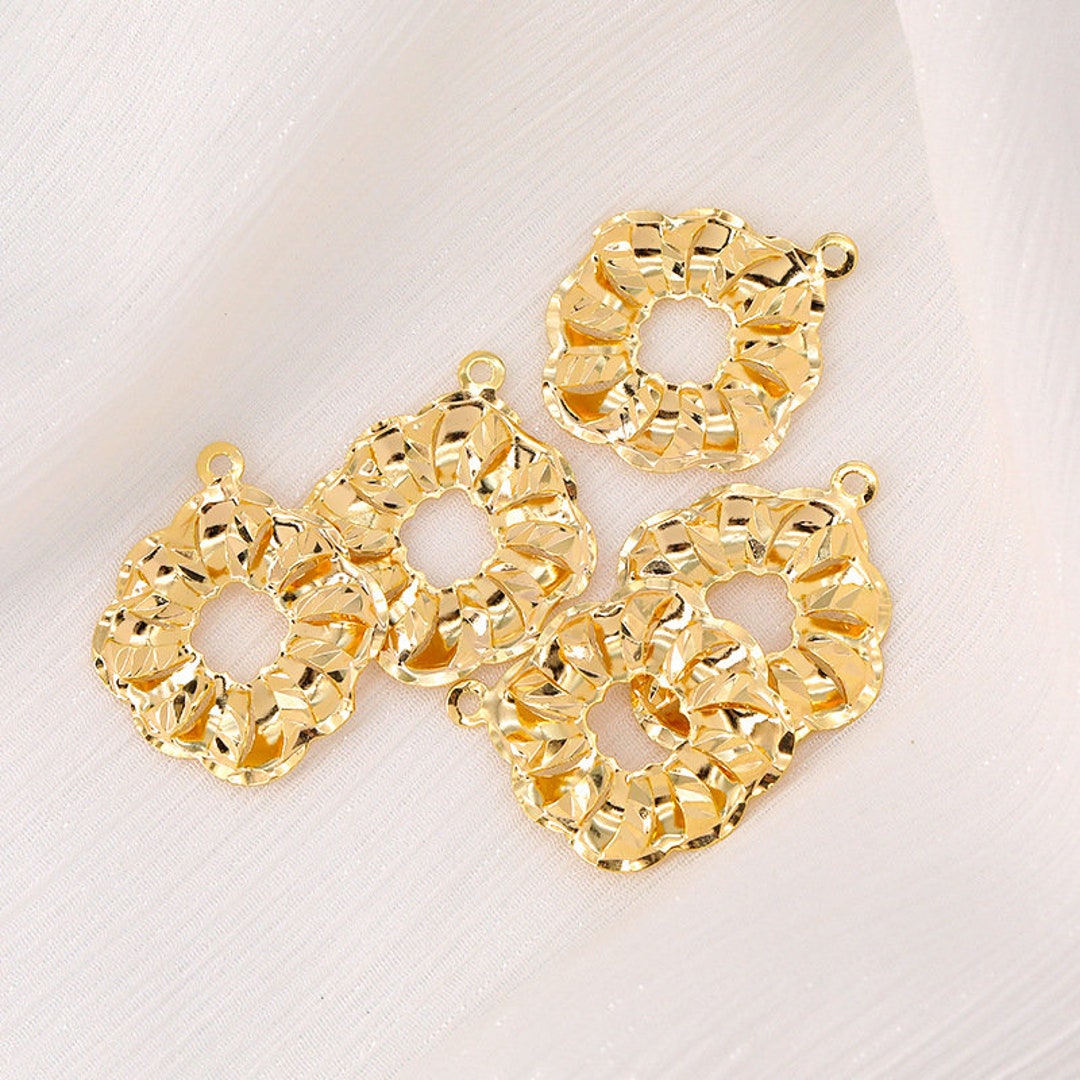 Real Gold Plated Percussion Oval Necklace Charm, Round Cutout Big Charm ...