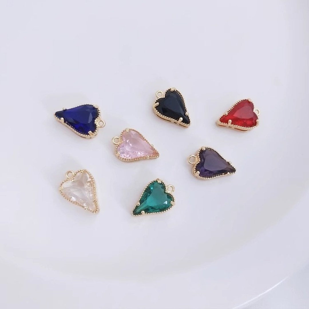 10+14K Gold Wrapped,peach Heart Pendant,colorful CZ Love Pendant,diy ...