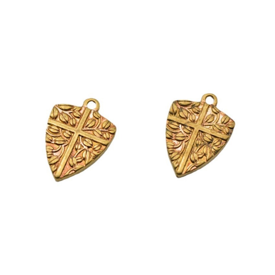 Original Brass Shield Earring Pendant, Vintage Shield Necklace Pendant ...