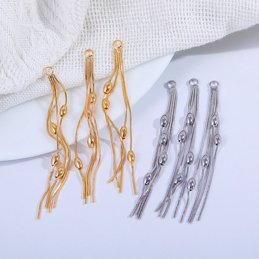 10 Short Bead Chain Earrings Charm, Tassel Earring Thread, 85x4.8mm ...