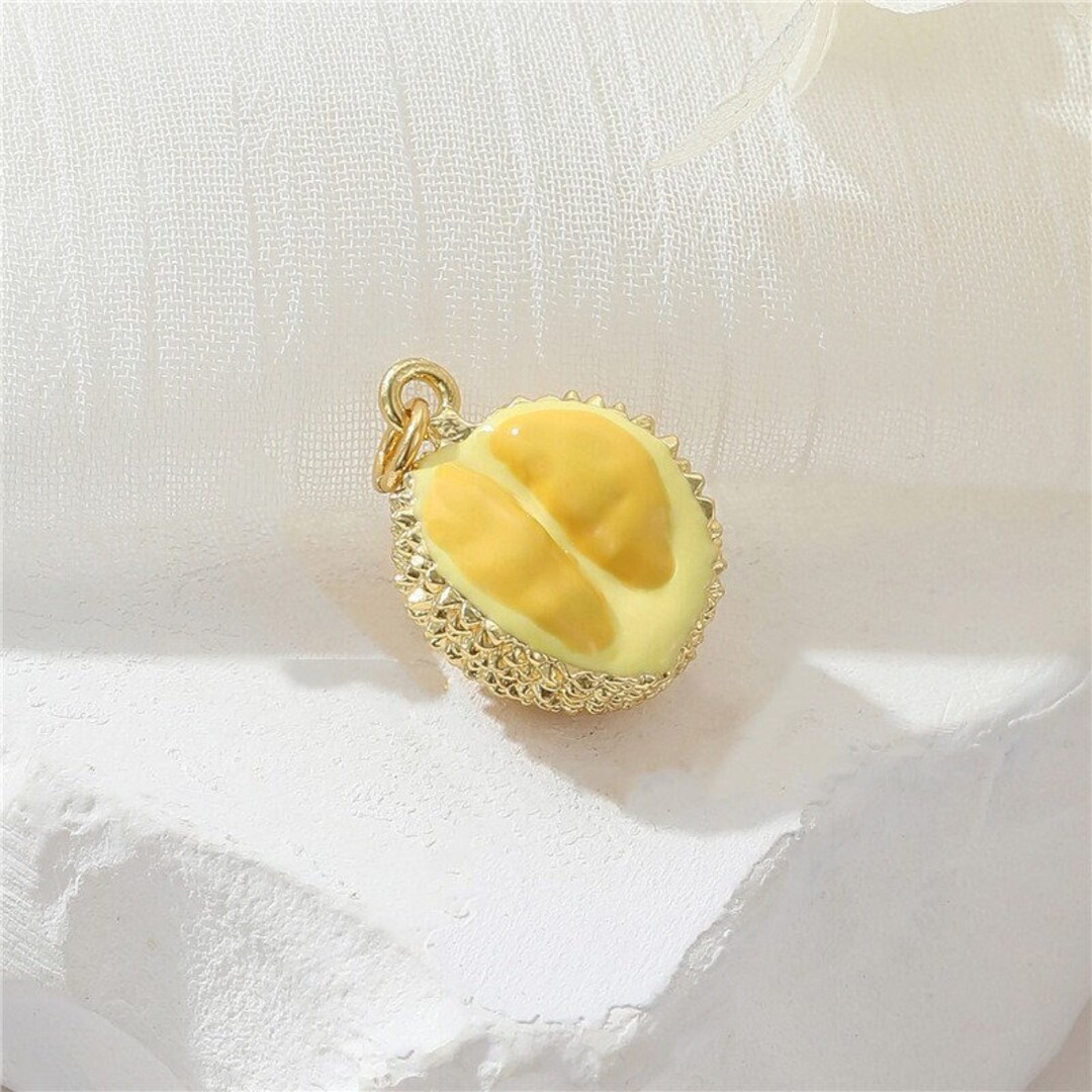14K Gold Plated Yellow Durian Charms, Delicate Yellow Durian Fruit ...